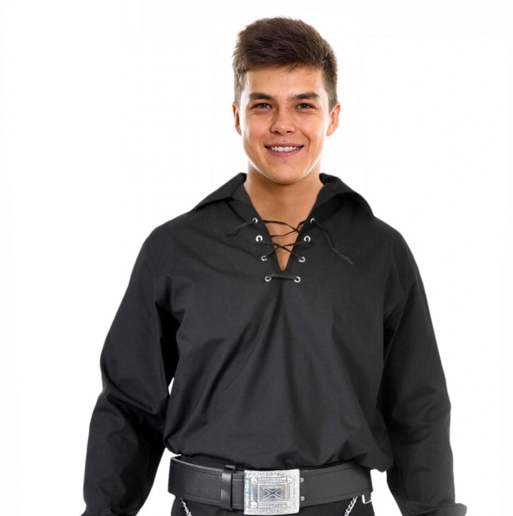 Jacobean Ghillie Shirt in Black | Argyll Jacket
